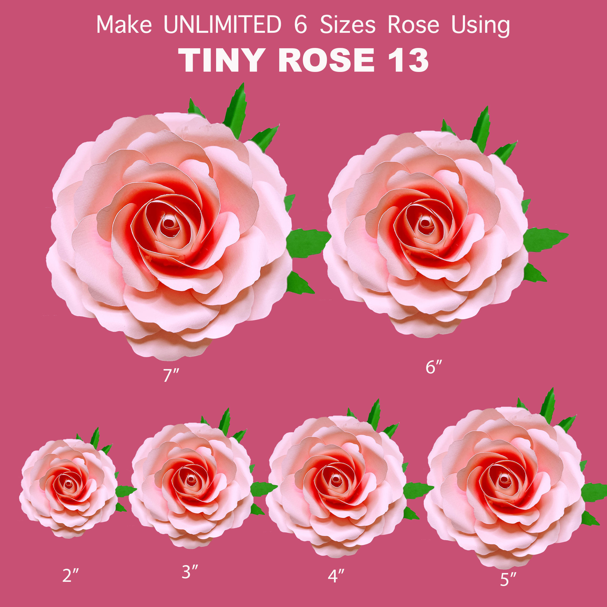 Tiny Rose 13 PDF 6 Sizes 2-7 Inches Paper Flowers When Made | Etsy
