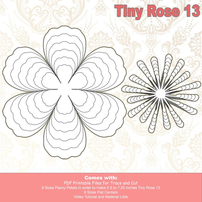 Tiny Rose 13 PDF 6 Sizes 2-7 Inches Paper Flowers When Made - Etsy