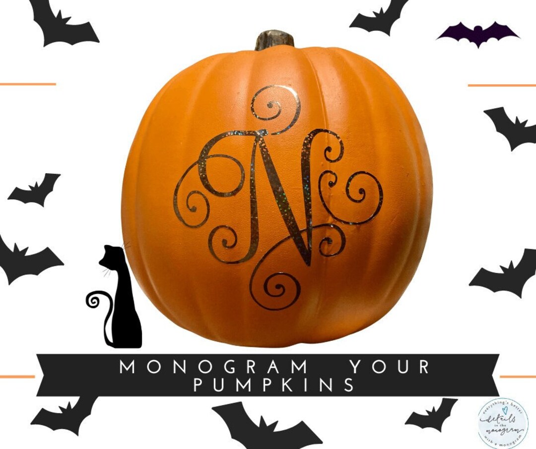 Pumpkin Decal Monogram Decal Single Letter Monogram Elegant Scroll ...