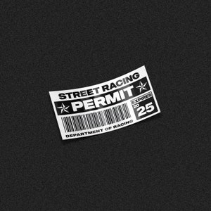 Street Racing Permit Sticker Decal - Etsy