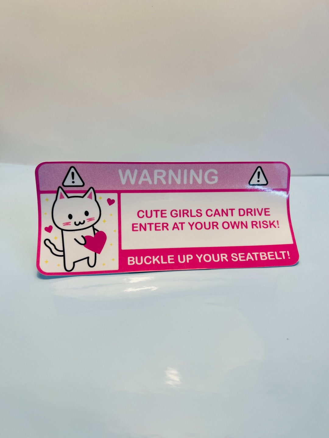 Cute Cat Warning Sticker - Etsy
