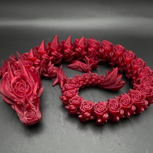 3D Printed Rose Dragon Premium Ruby Red Articulated Fidget Desk Toy ...