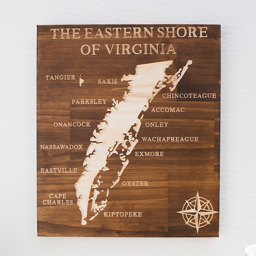 Eastern Shore of Virginia Rustic Map | Etsy