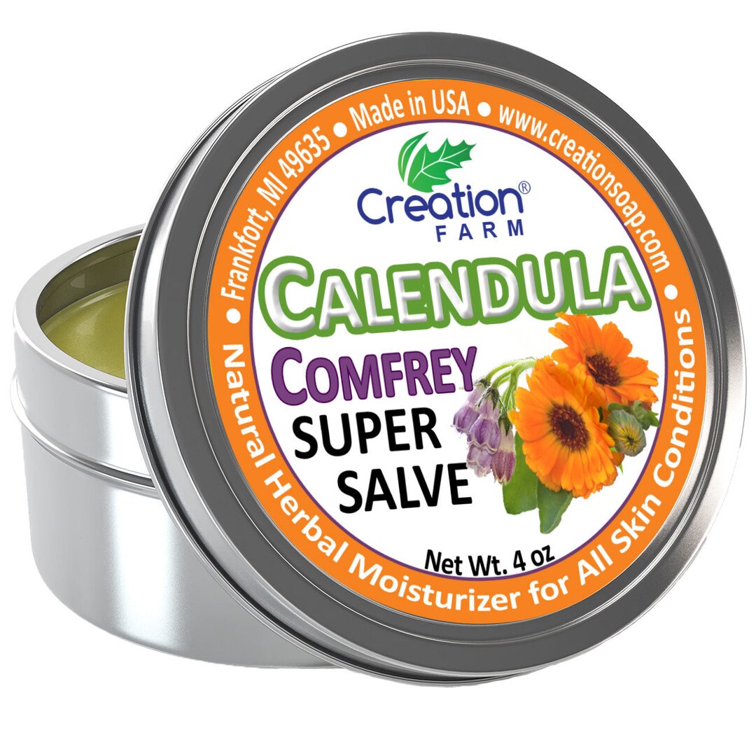 Calendula-comfrey Salve - Super Salve - Large 4 Oz Tin, Super Salve, Herbal Salve - Etsy