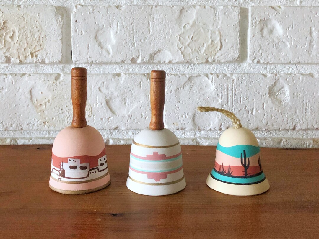 Vintage Bell Set, Aztec, Mexican, Pottery, Dinner Bells - Etsy
