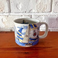 Nautical Themed Pottery, Teal Green Water Motif, Set of 2 Drinking Cups ...