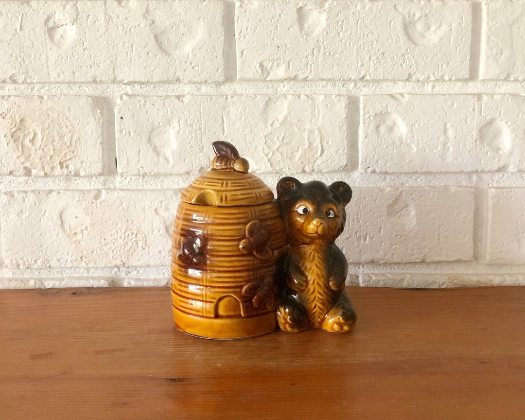Vintage Bear Honey Pot Jar Beehive Honey Bee - Etsy
