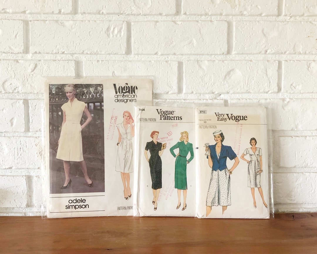 Vintage Vogue Patterns, Set of 3, Vogue 2684 Adele Simpson, Vogue 7404 ...