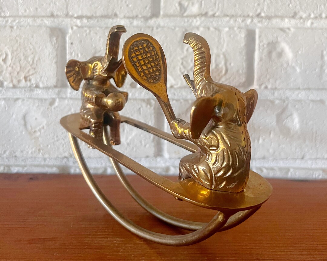 Vintage Brass Kinetic Sculpture Elephant Figurine Rocker, Playing ...