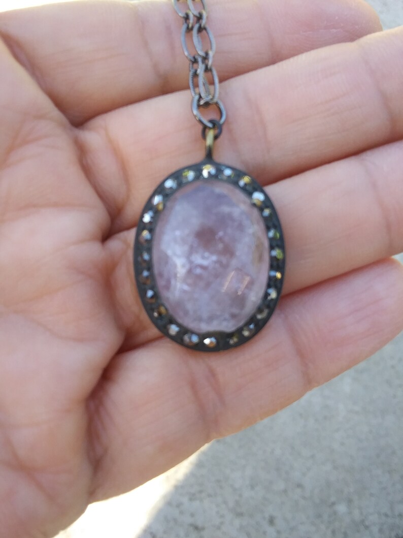 Amethyst Amulet Necklace With Small Hematite Stones - Etsy