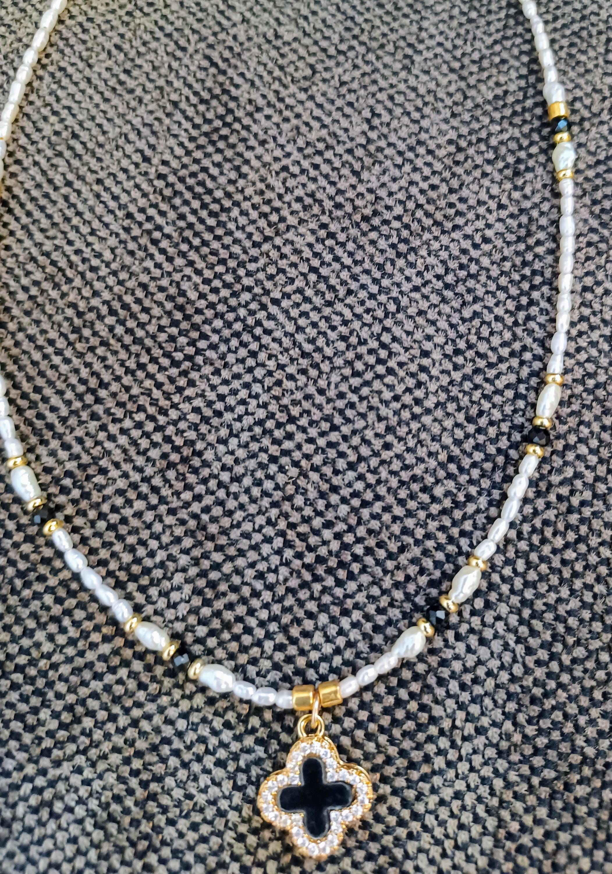 Two Sided Black and White Four Leaf Clover or Lucky Charm With Tiny ...