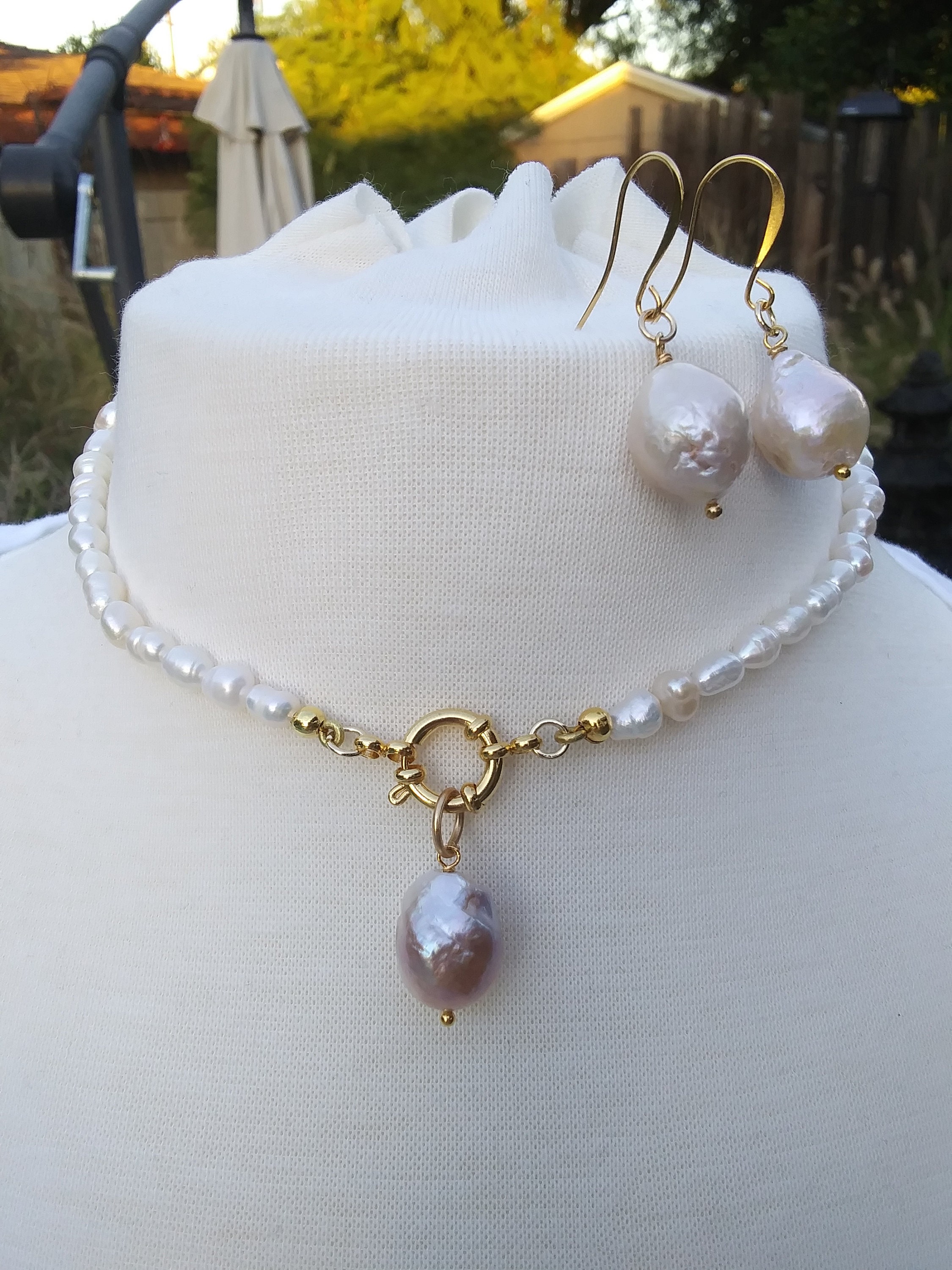 Pearl Necklace With a Large Round Gold Filled Clasp With an - Etsy UK