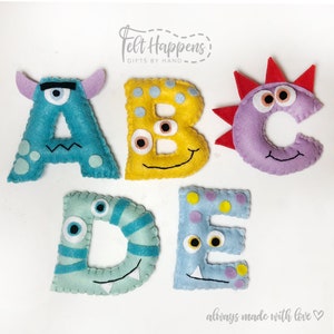 Monster Alphabet, Handmade ABC, Typography, Nursery Decor, Baby Shower ...