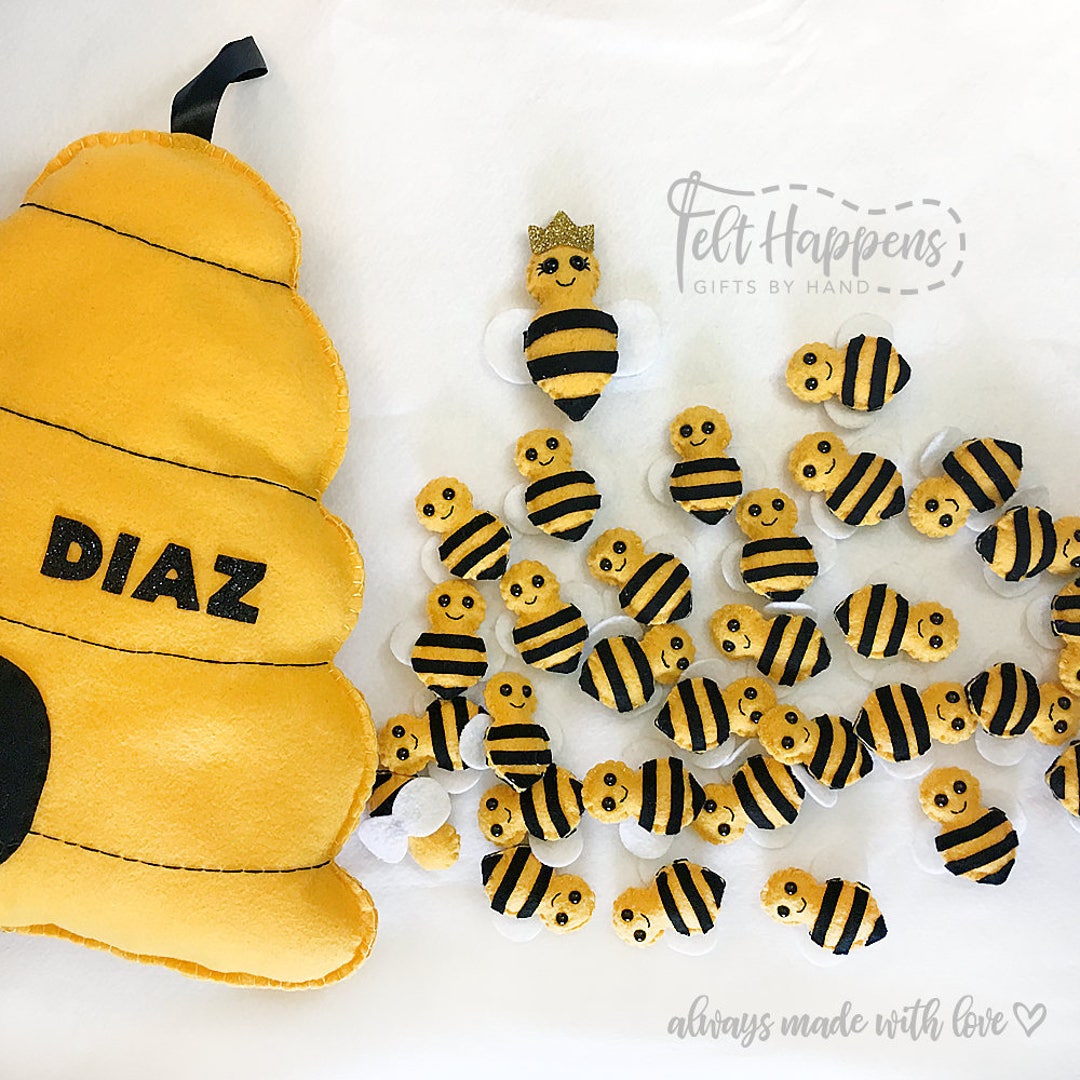 Beehive and Bees Queen Bee Felt Bumble Bees Classroom - Etsy