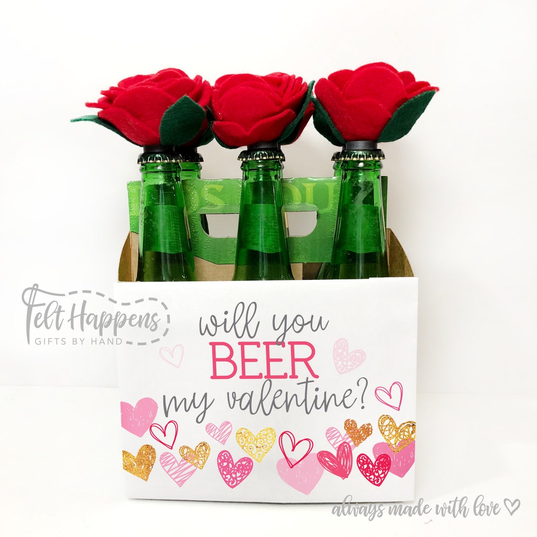 Bottle Bouquet, Felt Flowers, Roses, Beer Bouquet, Valentine's ...