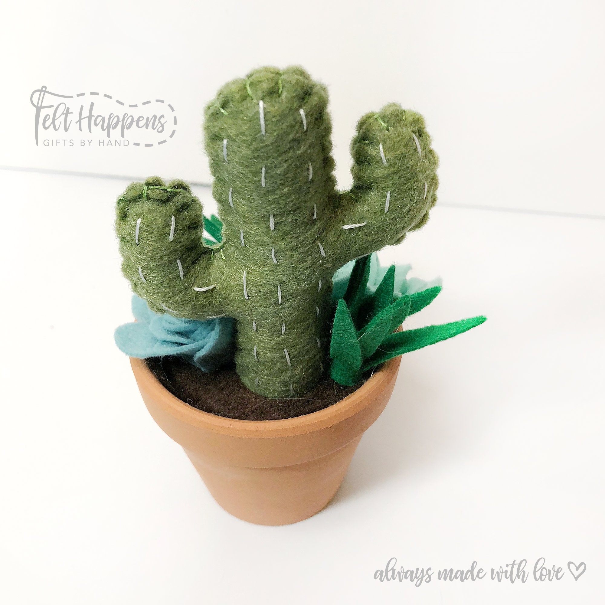 Cactus Succulent Felt Stuffed Cactus Home Decor. Miniature | Etsy