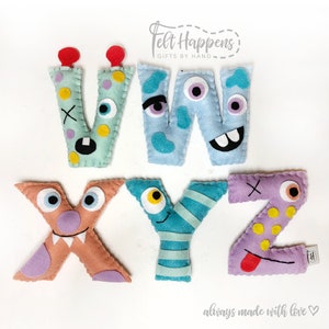 Monster Alphabet, Handmade ABC, Typography, Nursery Decor, Baby Shower ...