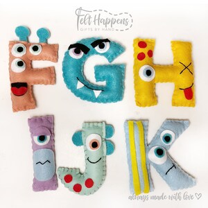 Monster Alphabet, Handmade ABC, Typography, Nursery Decor, Baby Shower ...