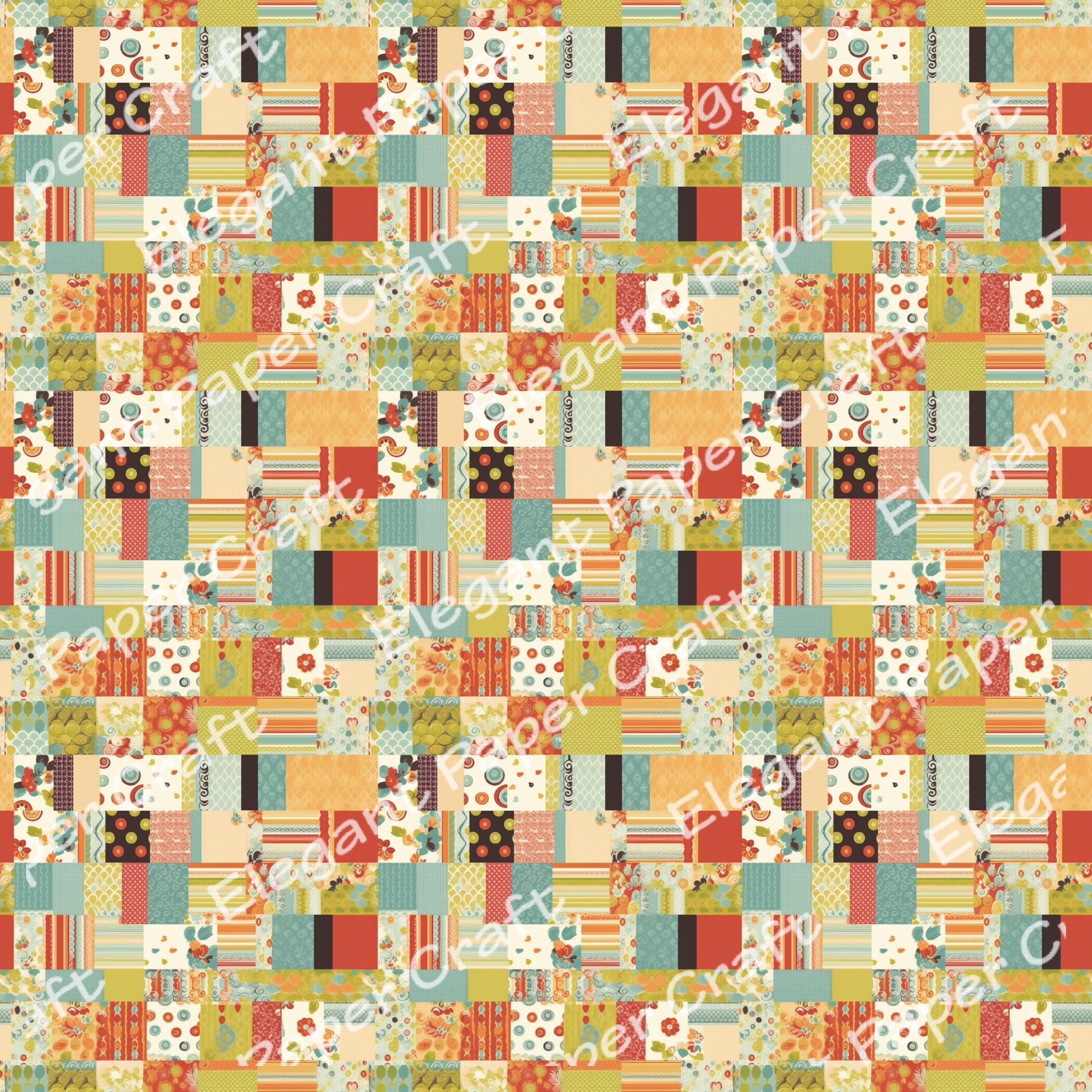 20 Unique Seamless Scrappy Quilt Like Patterns 2nd Pack- Digital Paper ...