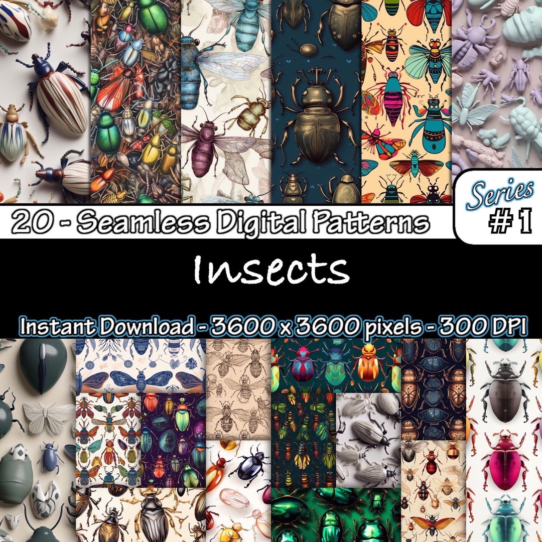 Insects Series 1 | 20 Unique Beetle Seamless Patterns | Seamless ...