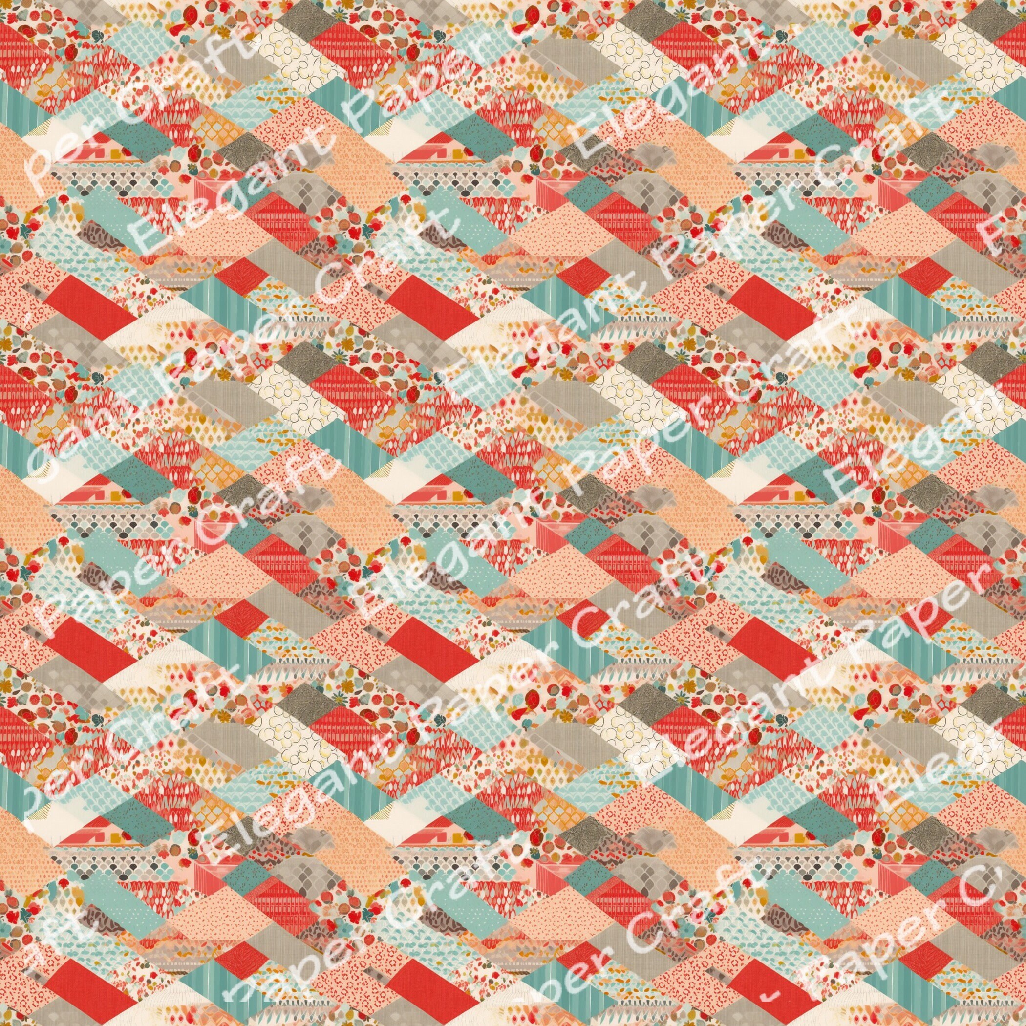 20 Unique Seamless Scrappy Quilt Like Patterns 2nd Pack- Digital Paper ...