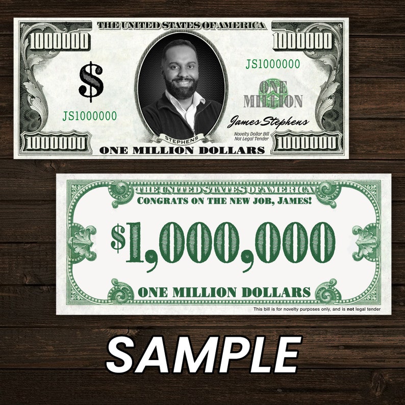 Custom RETRO Novelty Million Dollar Bill - Custom Made to Order - Great ...