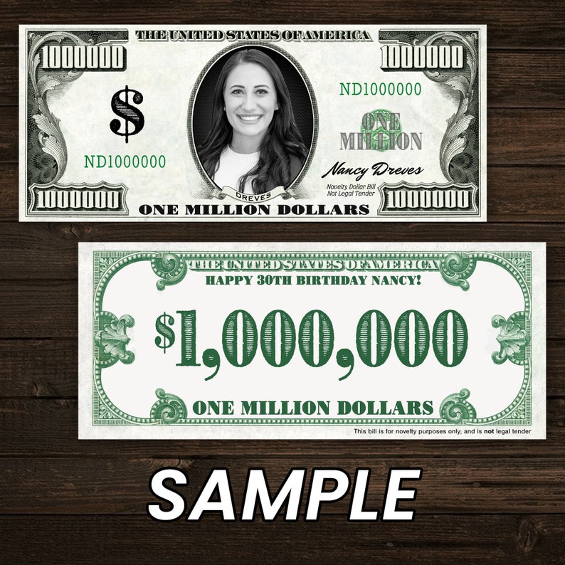 Custom PHYSICAL Novelty Million Dollar Bill - Custom Made to Order ...