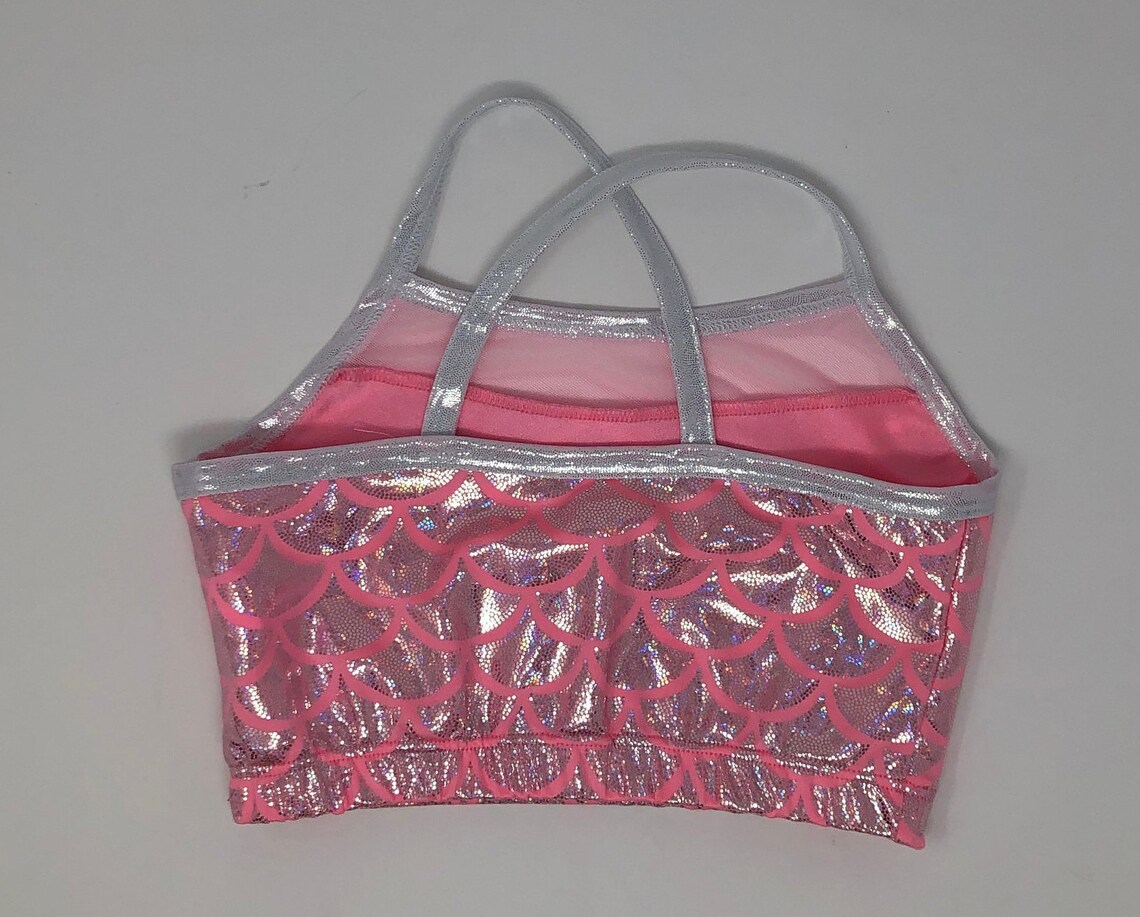 Reflectionz Girls Pink Mermaid Scale Top Short Set Dance Cheer - Etsy