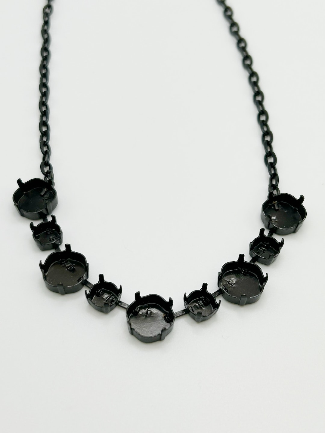 Almost Finished Black Noir Plated 12x12mm 8mm Empty Cup Chain Necklace ...