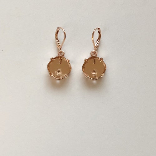 12x12mm Empty Earring Leverback Setting Cup Chain Earrings - Etsy