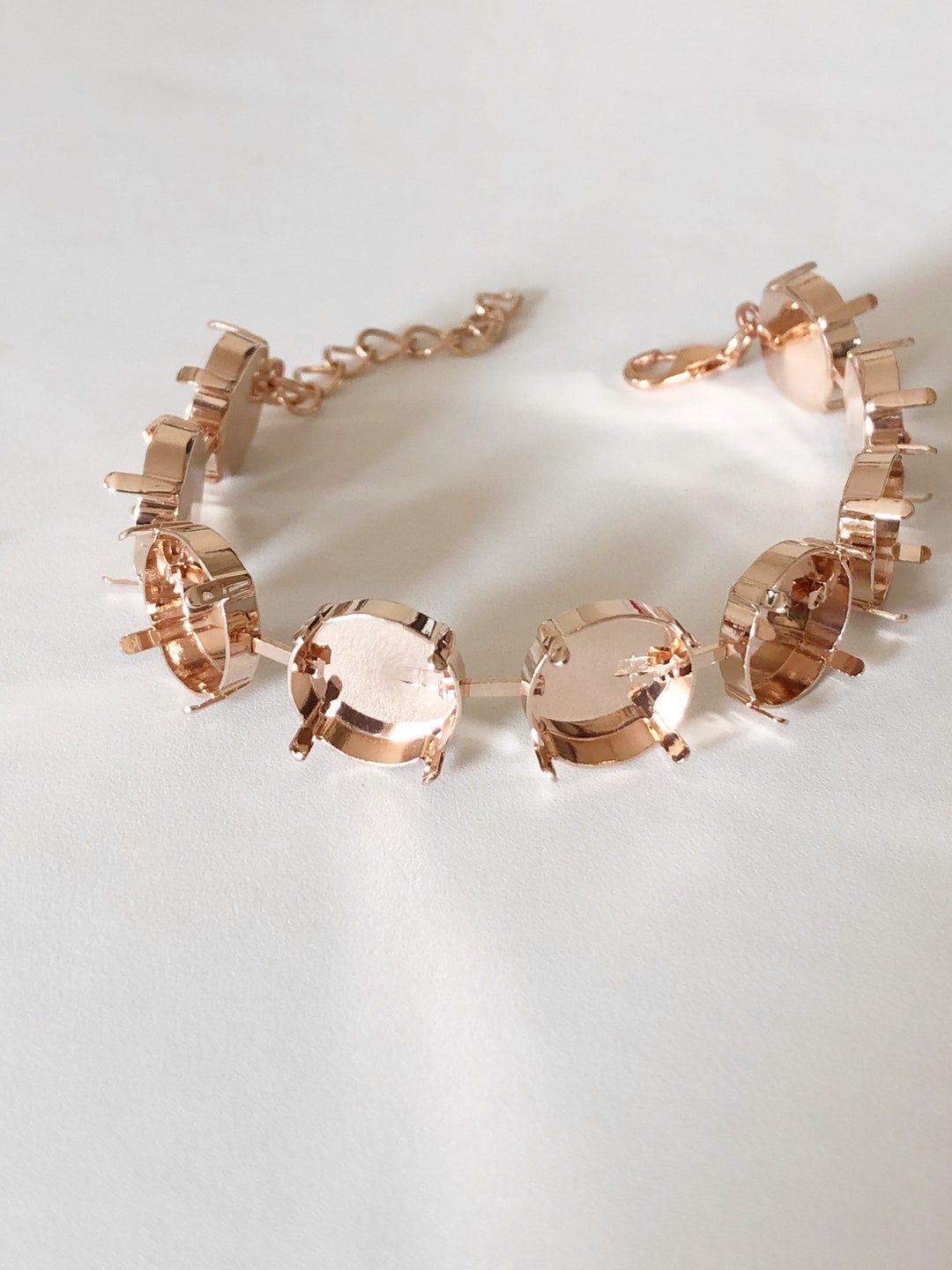 14mm Empty Cup Chain Bracelet Setting, Rose Gold Plated, DIY Bracelet ...
