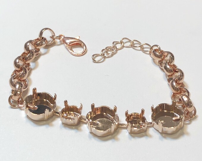5 Setting 39ss 4470 Empty Cup Chain Bracelet Setting in Rose Gold ...