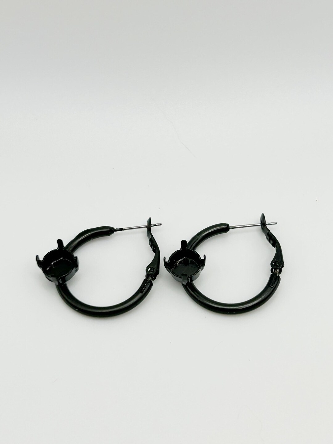 Black Noir Hoop Earring Setting: 8mm Cup Chain Leverback, DIY Jewelry ...
