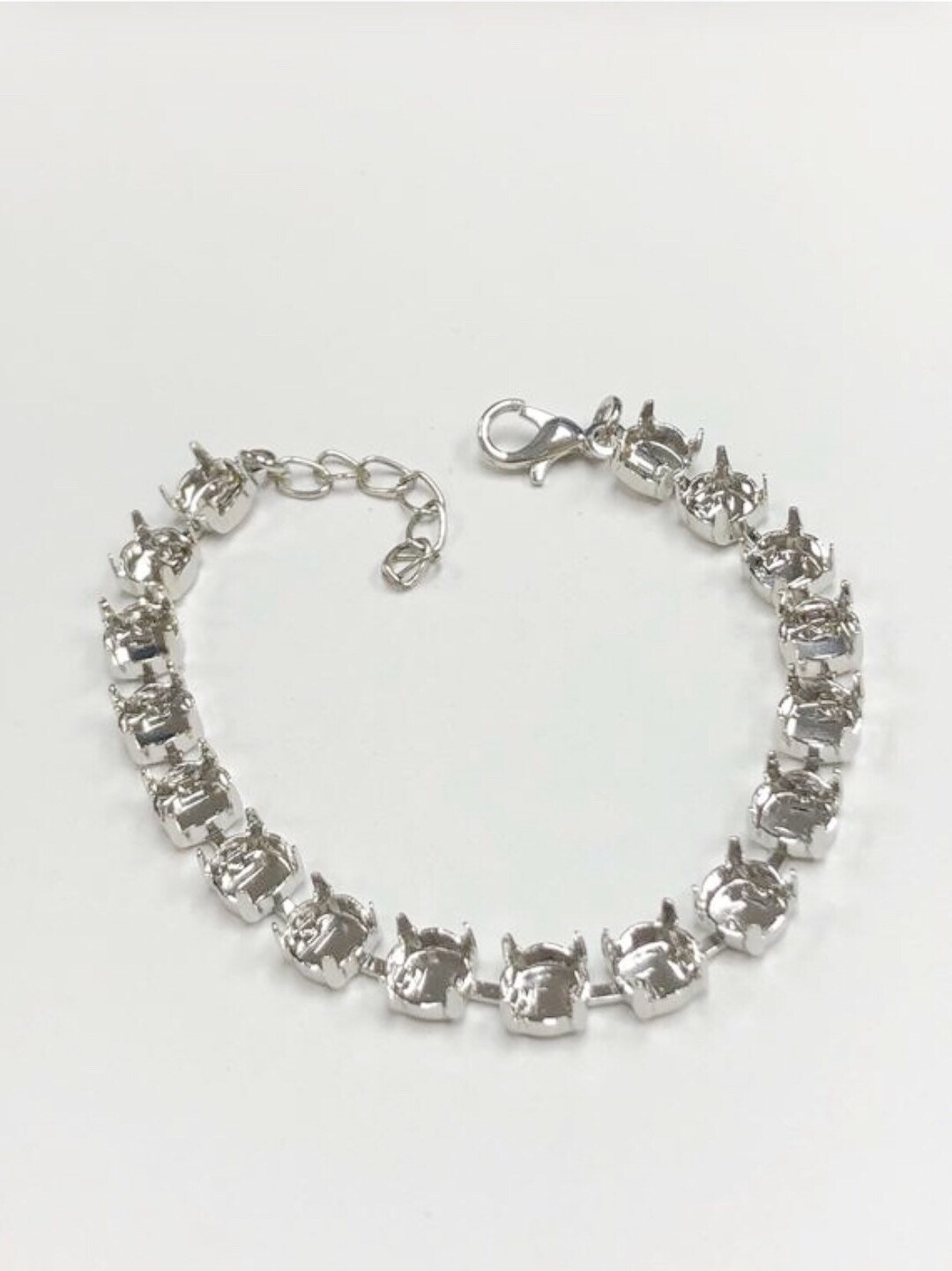 6mm Rhodium Plated Empty Cup Chain Bracelet Setting, 29ss DIY Bracelet ...