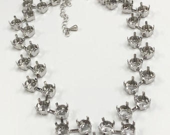 39ss Long Double Empty Cup Chain Necklace Setting in Antique Silver Ox ...