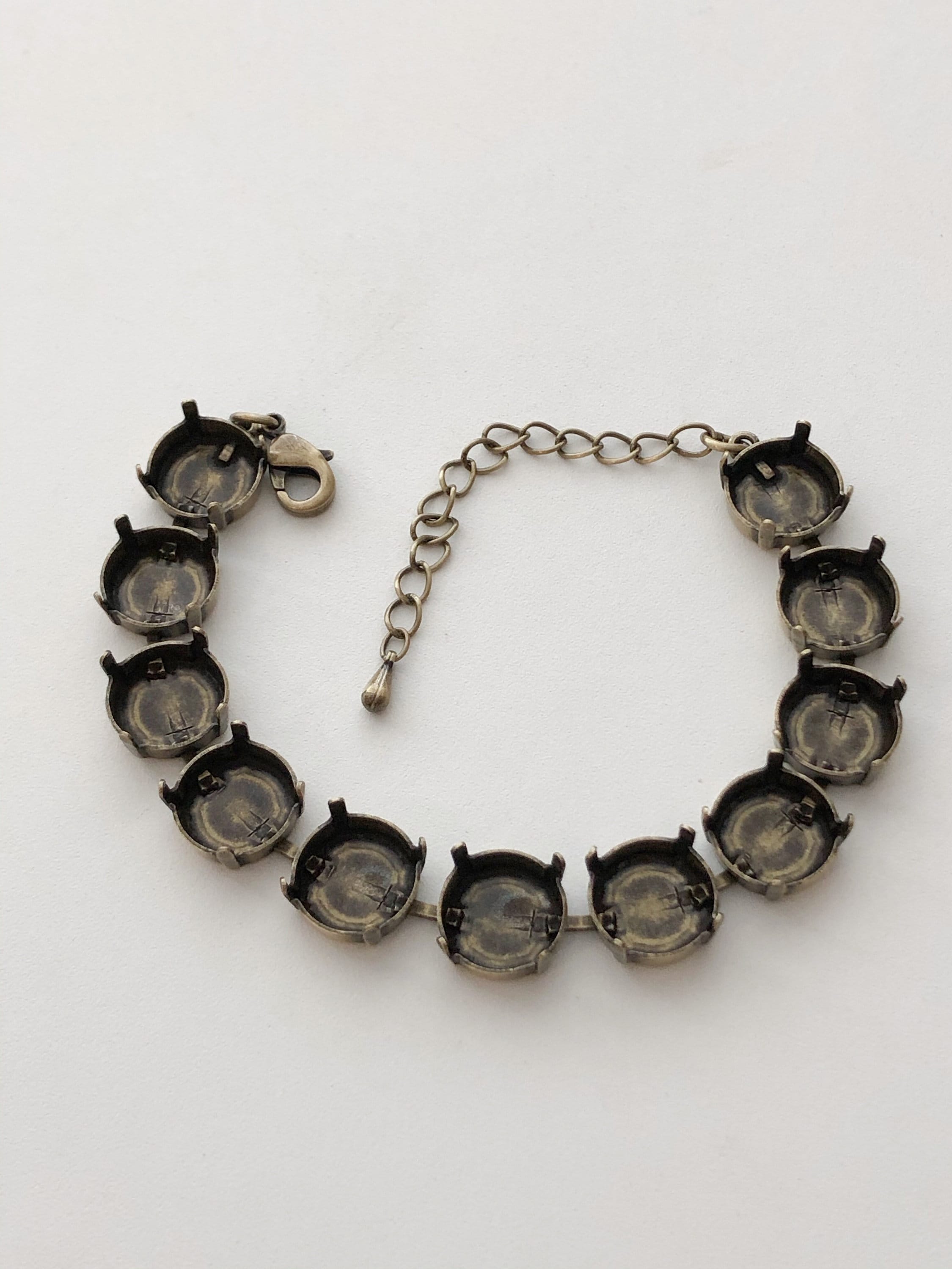 12mm Empty Cup Chain Bracelet 11 Setting Antique Brass Ox - Etsy