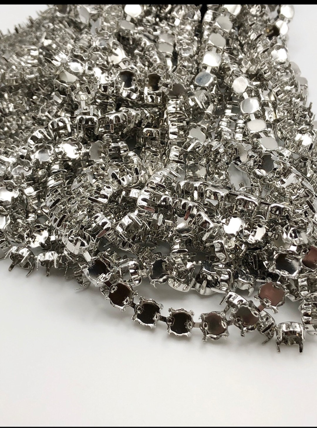 1 Foot 39ss Rhodium Plated Empty Cup Chain for Bracelet , 12 Inches of ...