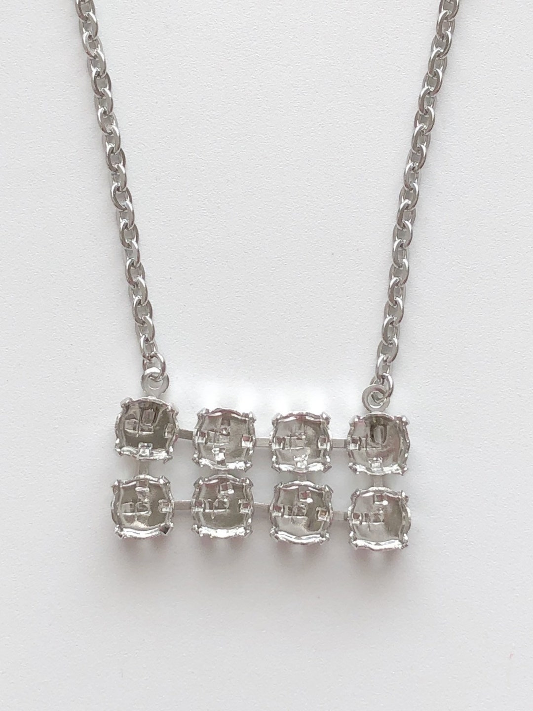 Rhodium Plated Bar Pendant Necklace: 8mm Empty Cupchain, DIY Jewelry ...