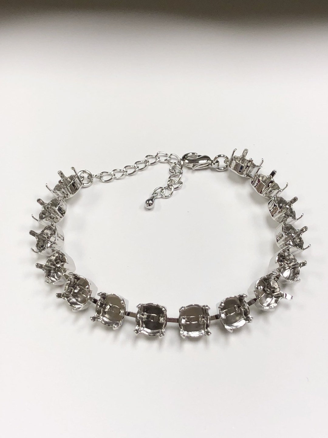 39ss Rhodium Plated Empty Cup Chain Bracelet Setting - 8mm Cupchain ...