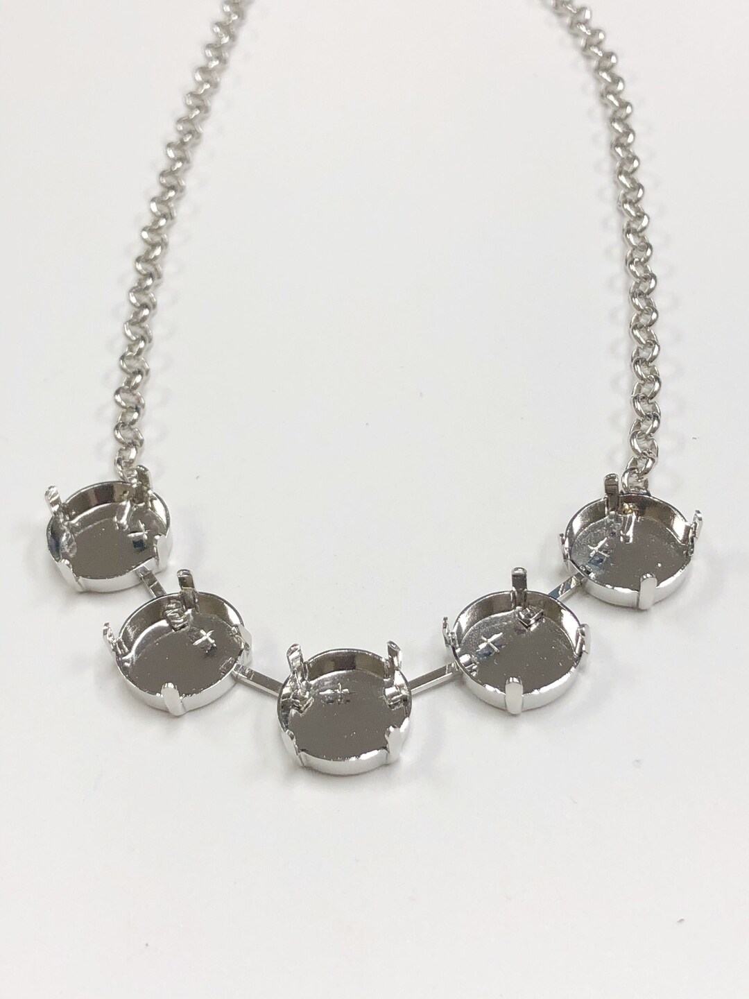 14mm Empty Cup Chain Centerpiece Necklace 5 Empty Rivoli Settings ...