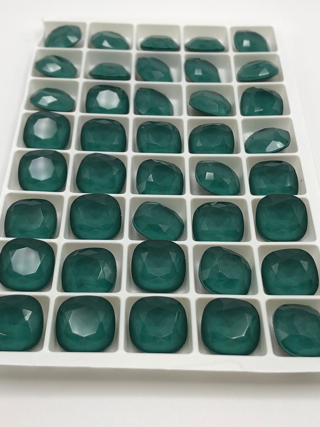 Emerald Green Glass Cabochons: 12x12mm MK Faceted Stones - Etsy