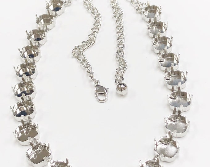 10x10mm Empty Cupchain 4470, Curb Chain Necklace Setting Rhodium Plated ...