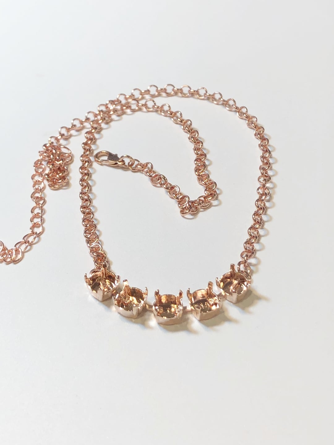 8mm Rose Gold Plated Empty Cup Chain Centerpiece Necklace, 5 Empty ...