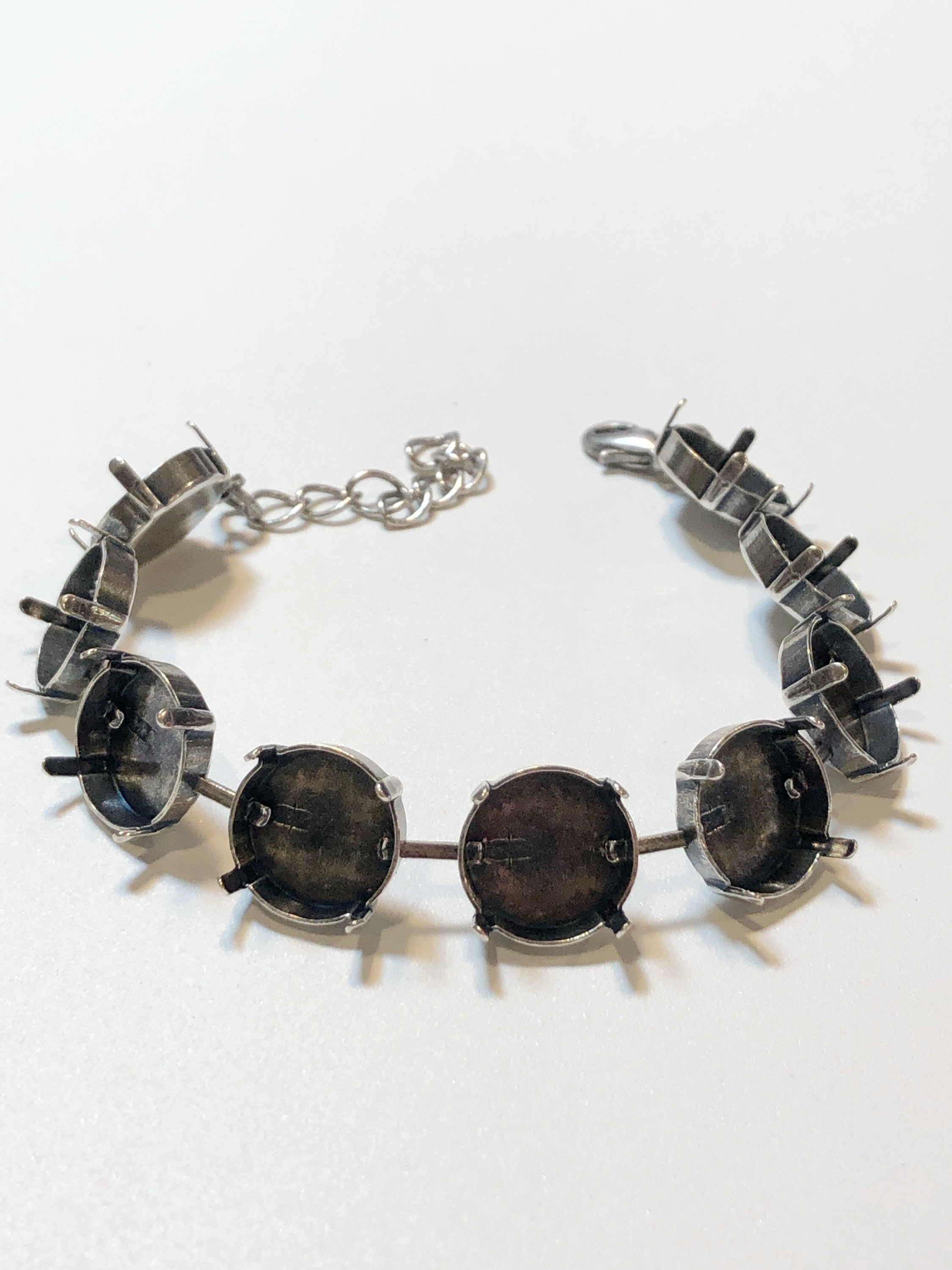 14mm Empty Cup Chain Bracelet Setting Antique Silver Ox, Empty Cupchain ...