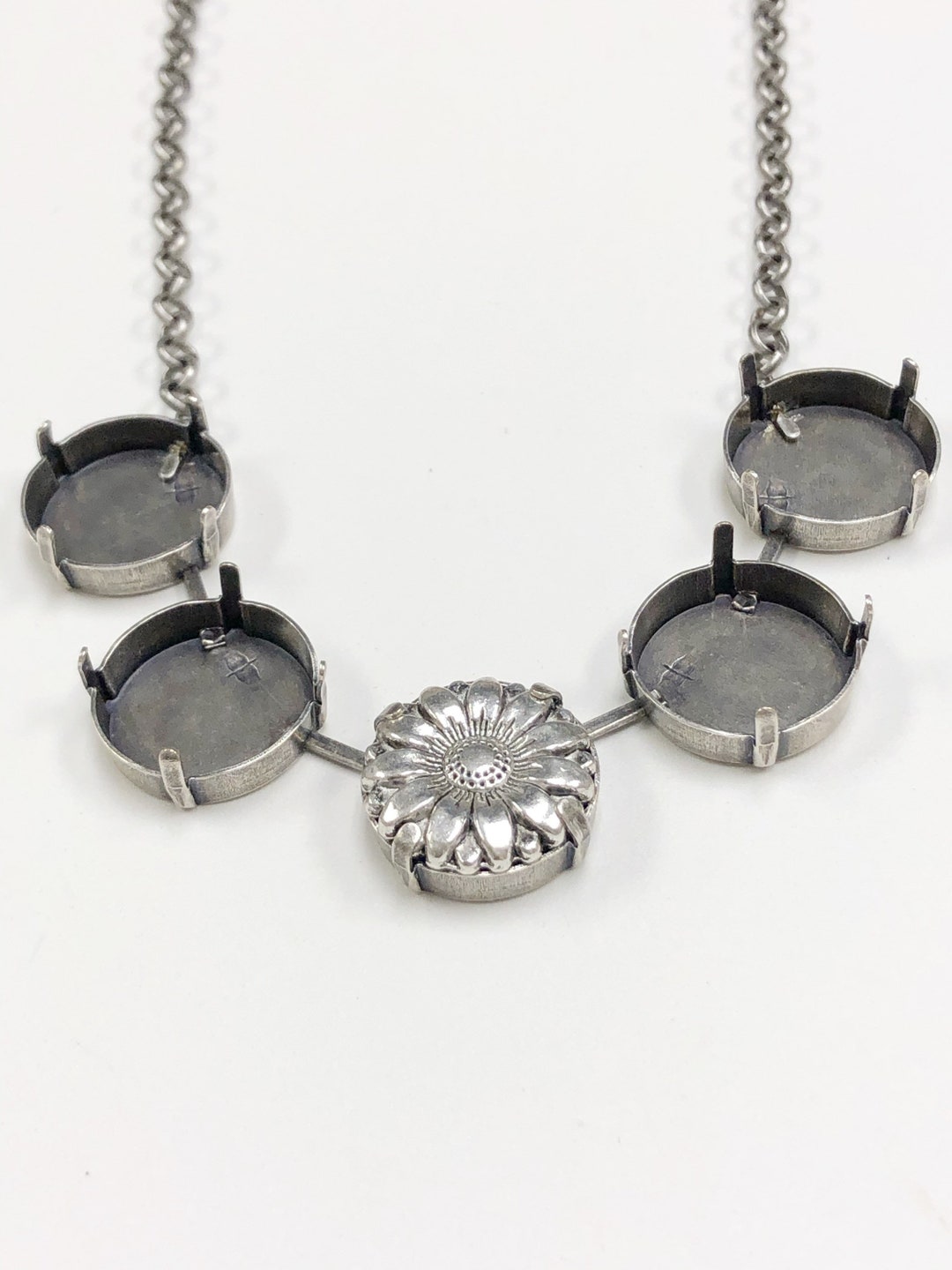 18mm Empty Cup Chain Necklace, Empty Necklace Setting Antique Silver ...