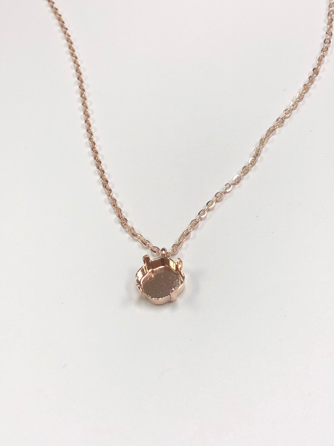 12x12mm Single Pendant Empty Cup Chain in Rose Gold Plated, Cushion Cut ...