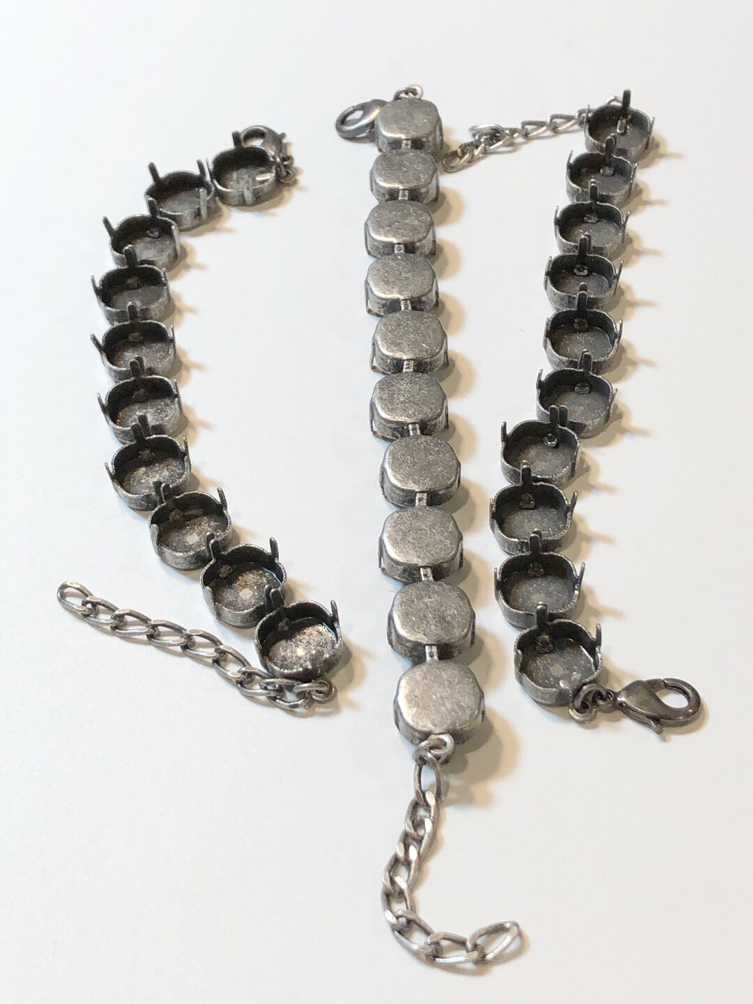 Antique Silver Empty Cup Chain Bracelet Setting: 12x12mm DIY Bracelet ...