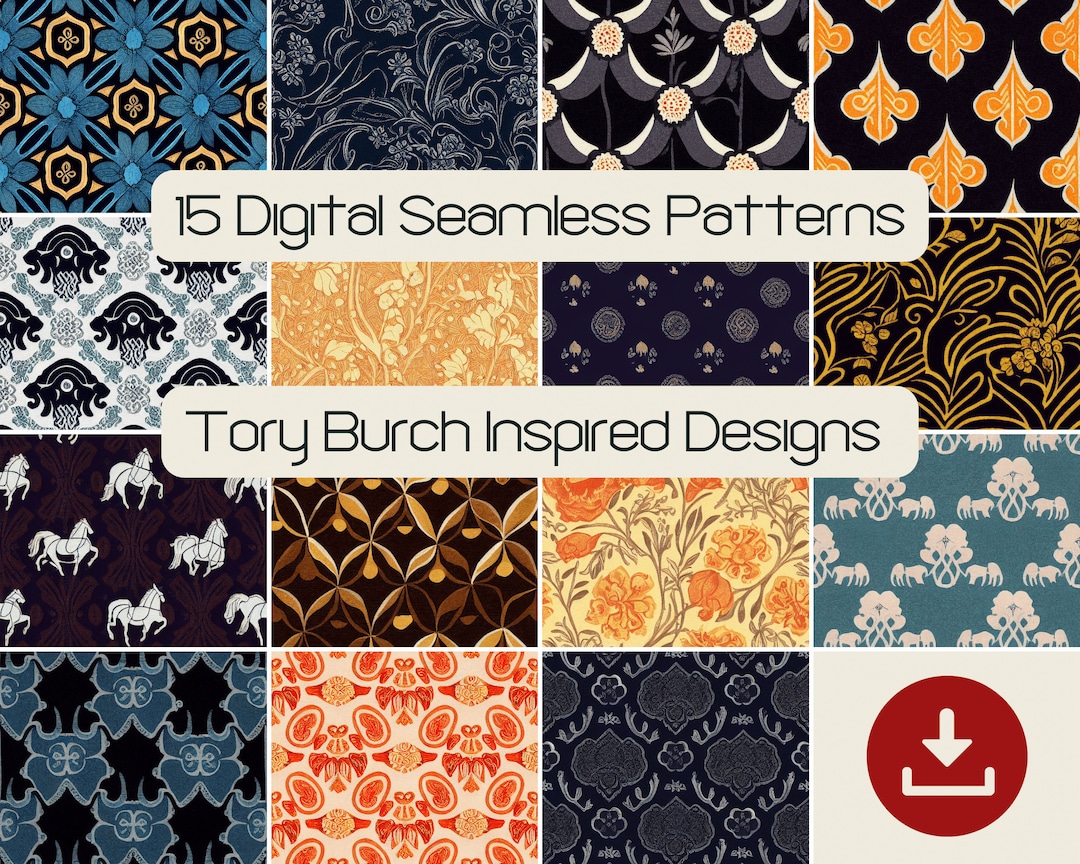 15 Tory Burch Inspired Wallpaper Design, Digital Scrapbook Paper Pack, Commercial License ...