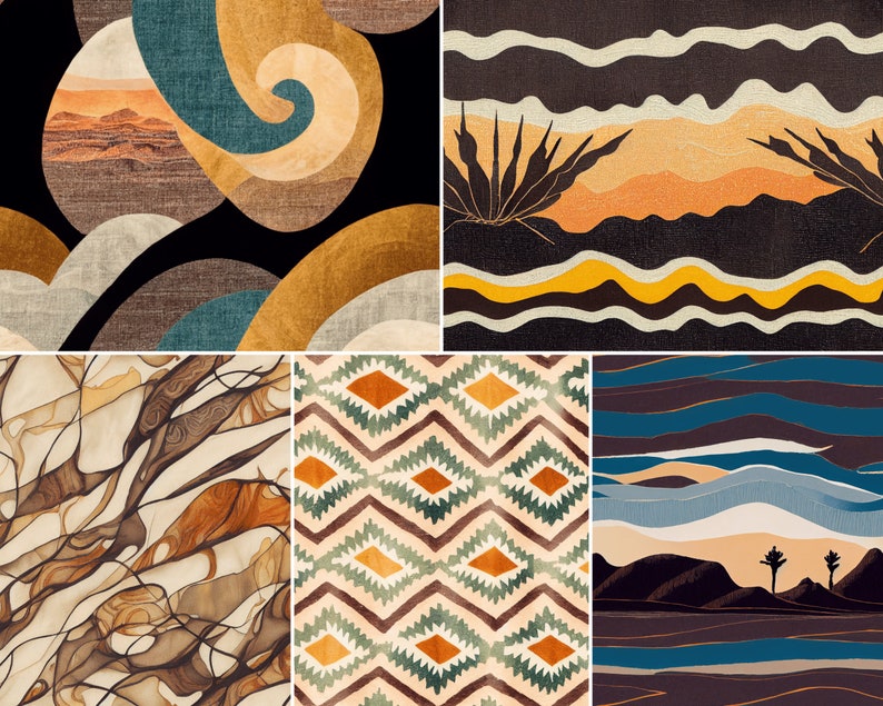 25 Desert Dream Seamless Pattern, Digital Scrapbook Paper Pack ...