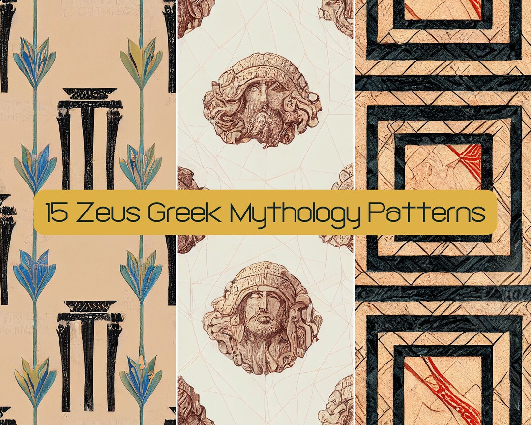 15 Zeus Patterns, Digital Scrapbook Paper Pack, Greek Mythology Decor ...